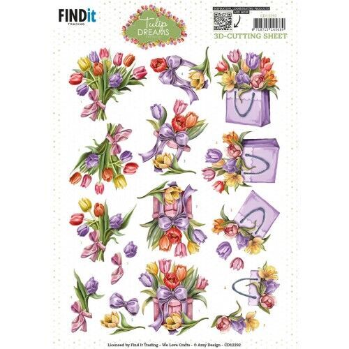 3D Cutting Sheet - Amy Design - Tulip Dreams - Colorful Tulips